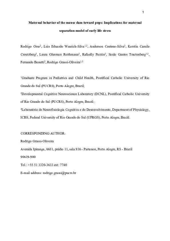 (PDF) Maternal behavior of the mouse dam toward pups: implications for ...