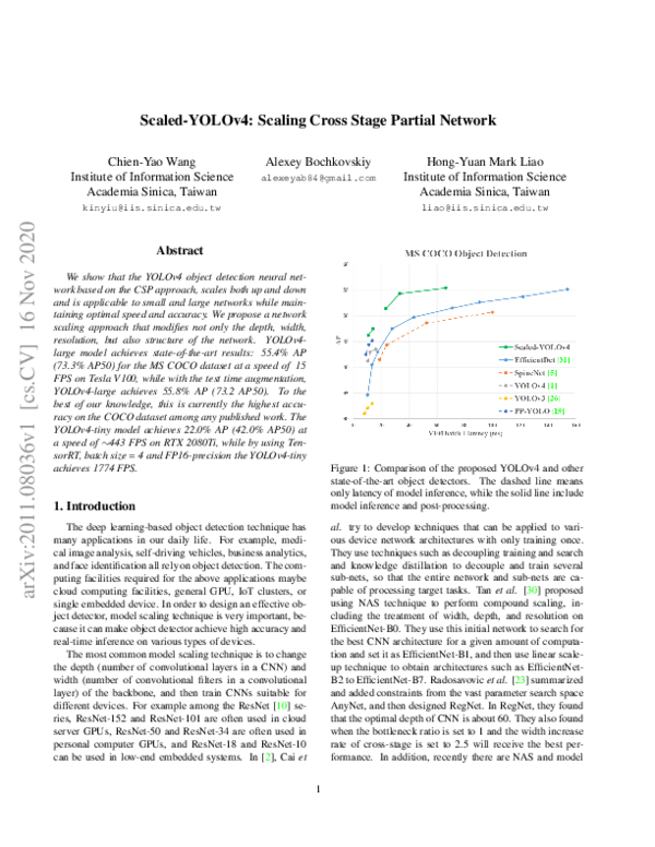Pdf Scaled Yolov4 Scaling Cross Stage Partial Network