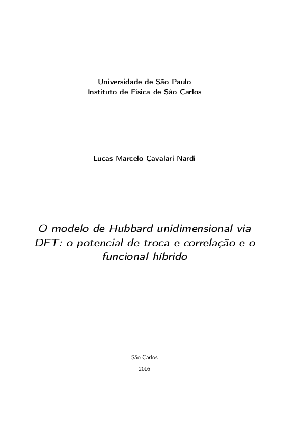 (PDF) O modelo de Hubbard unidimensional via DFT: o potencial de troca ...
