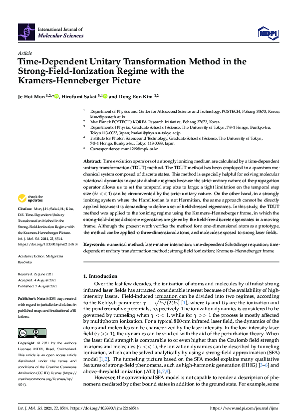 (PDF) Time-Dependent Unitary Transformation Method in the Strong-Field ...