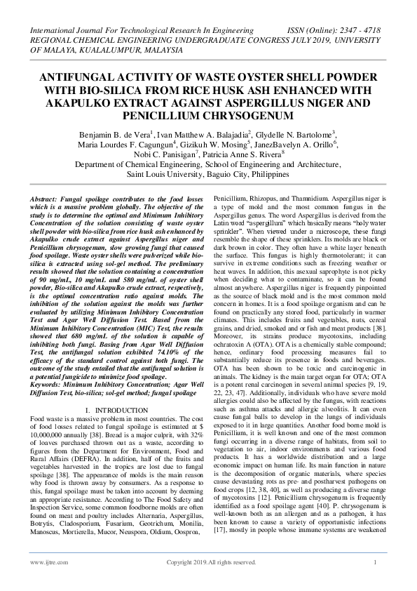 (PDF) Antifungal Activity of Waste Oyster Shell Powder with Bio-Silica ...