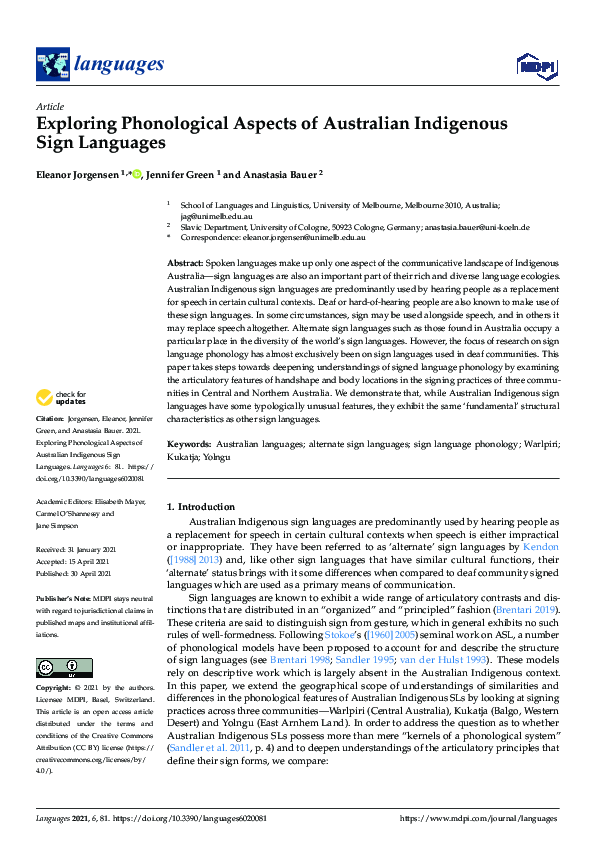 (PDF) Exploring Phonological Aspects of Australian Indigenous Sign ...