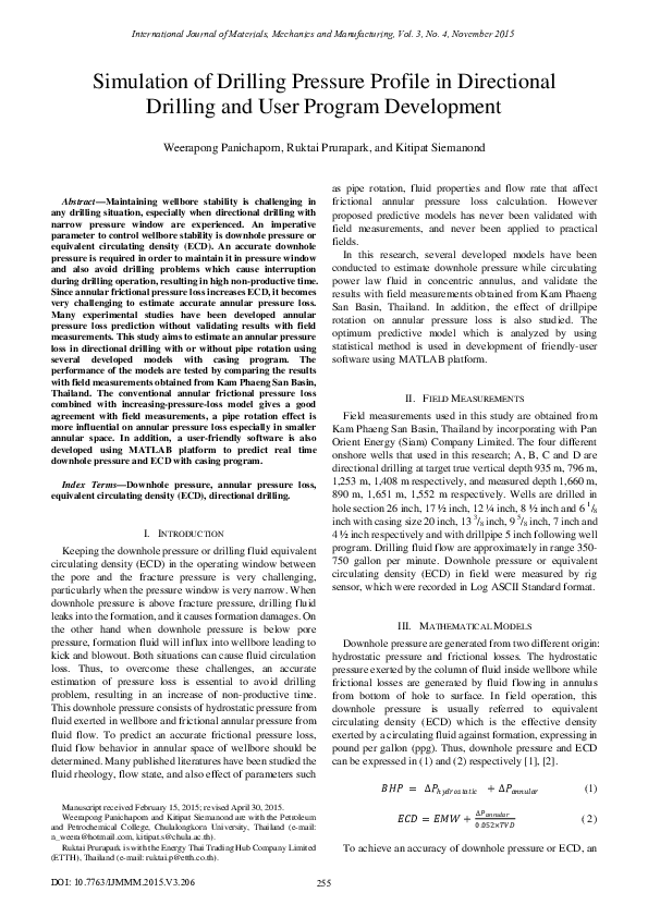 (PDF) Simulation of Drilling Pressure Profile in Directional Drilling ...