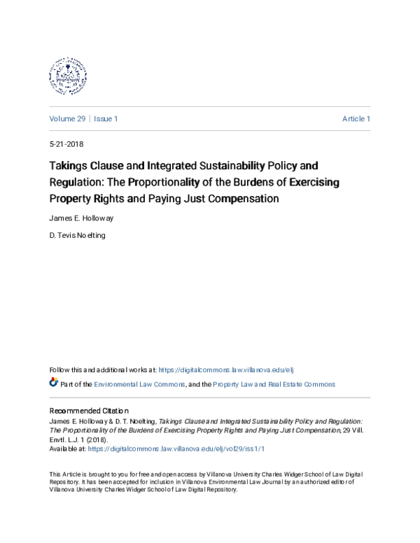 (PDF) Takings Clause and Integrated Sustainability Policy and ...
