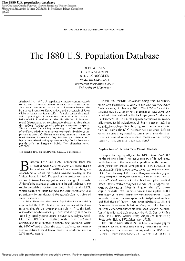 (PDF) The 1880 US population database