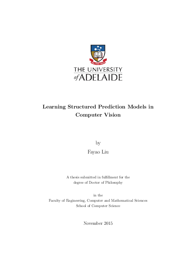 Pdf Learning Structured Prediction Models In Computer Vision