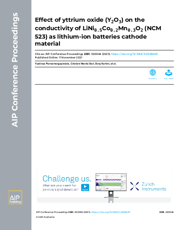(PDF) Effect of yttrium oxide (Y2O3) on the conductivity of LiNi0.5Co0 ...