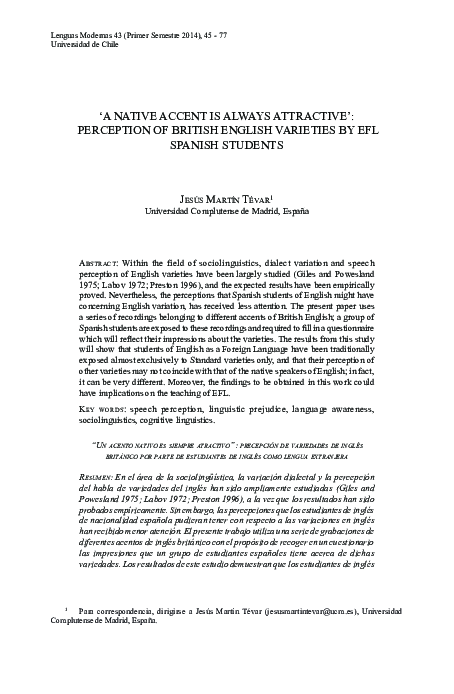 (PDF) ‘A Native Accent Is Always Attractive’: Perception of British ...