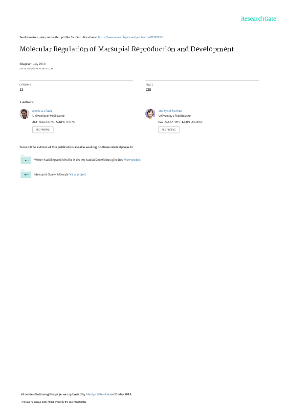 (PDF) Molecular Regulation of Marsupial Reproduction and Development ...