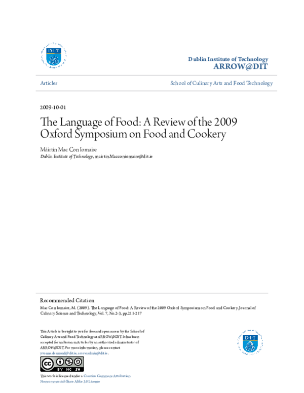 (PDF) The Language of Food: A Review of the 2009 Oxford Symposium on ...