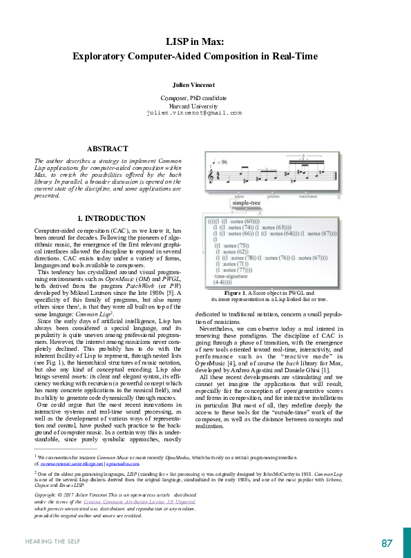 (PDF) LISP in Max: Exploratory Computer-Aided Composition in Real-Time