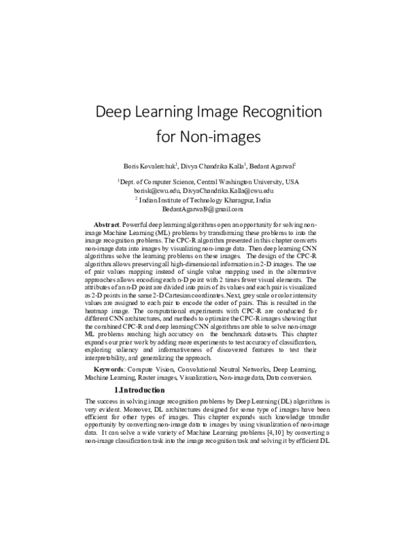 (PDF) Deep Learning Image Recognition for Non-images