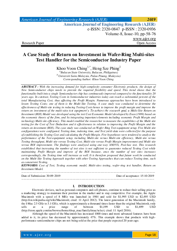 (PDF) A Case Study of Return on Investment in Wafer-Ring Multi-sites ...