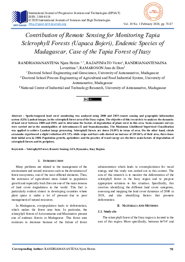 (PDF) Contribution of Remote Sensing for Monitoring Tapia Sclerophyll ...