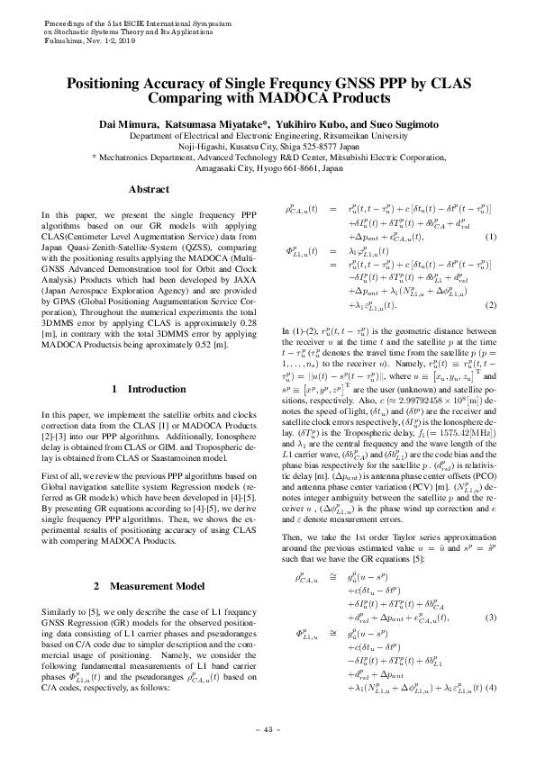 (PDF) Positioning Accuracy of Single Frequncy GNSS PPP by CLAS ...