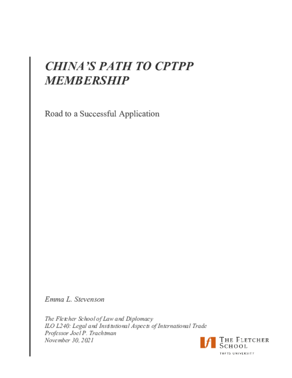 (PDF) China's Path to CPTPP Membership: Road to a Successful Application