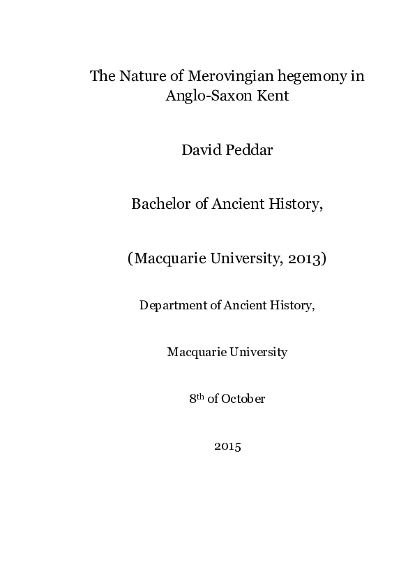 (PDF) The nature of Merovingian hegemony in Anglo-Saxon Kent
