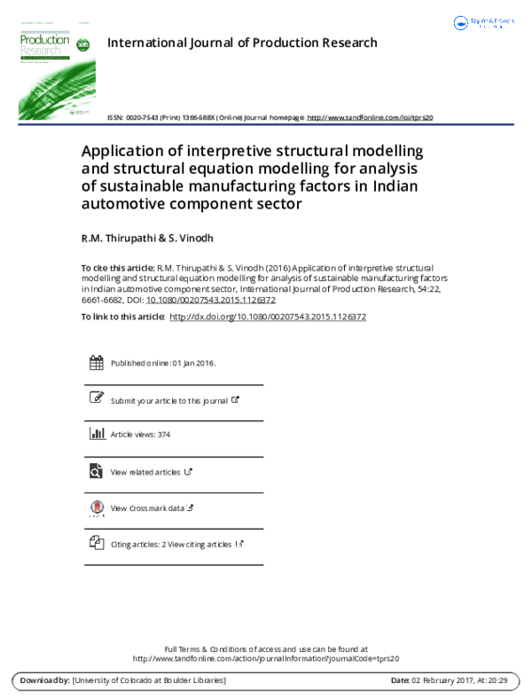 Pdf Application Of Interpretive Structural Modelling And Structural Equation Modelling For