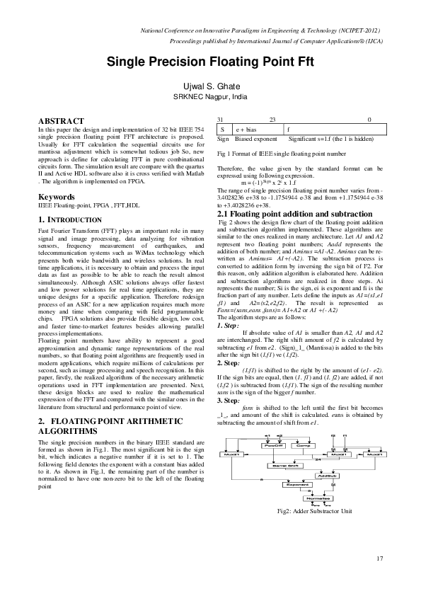 (PDF) Single Precision Floating Point FFT