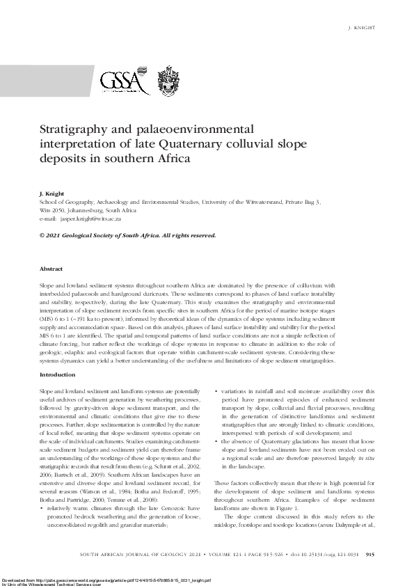 (PDF) Stratigraphy and palaeoenvironmental interpretation of late ...