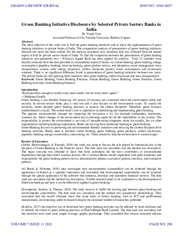 (PDF) Green Banking Initiative Disclosure by Selected Private Sectors ...