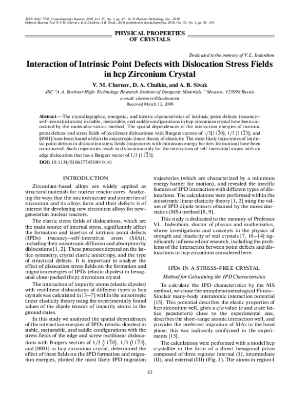 (PDF) Interaction of intrinsic point defects with dislocation stress ...
