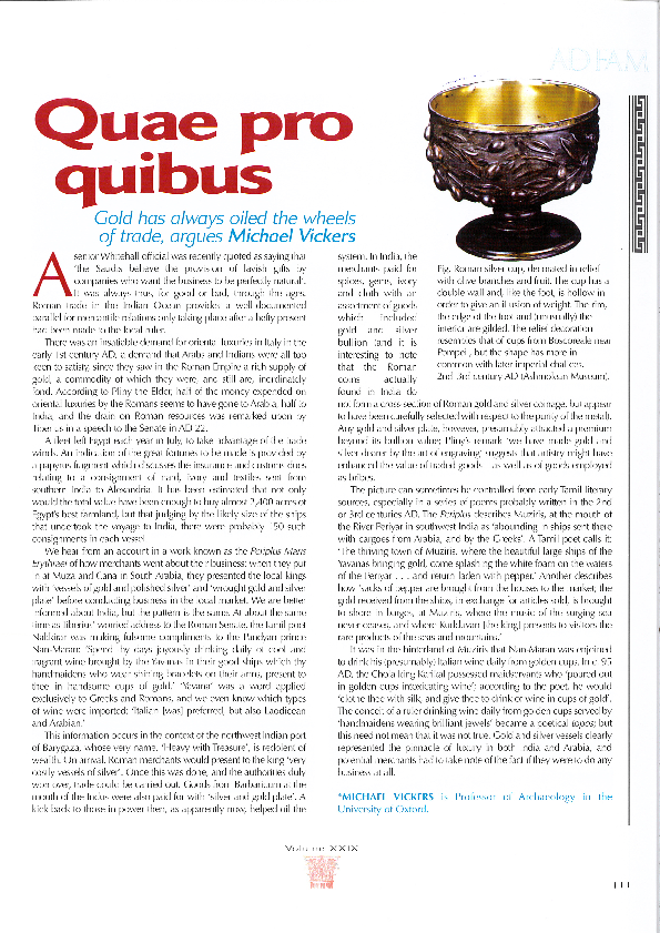 (PDF) Quae pro quibus: gold has always oiled the wheels of trade
