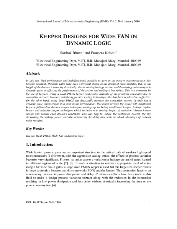(PDF) Keeper Designs for Wide Fan in Dynamic Logic