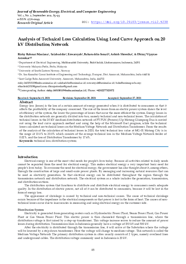 (PDF) Analysis of Technical Loss Calculation Using Load Curve Approach ...