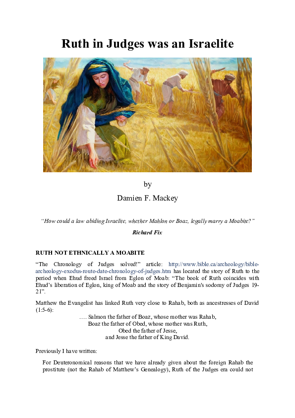 (DOC) Ruth in Judges was an Israelite