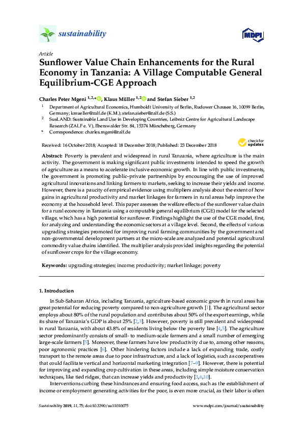 (PDF) Sunflower Value Chain Enhancements for the Rural Economy in ...