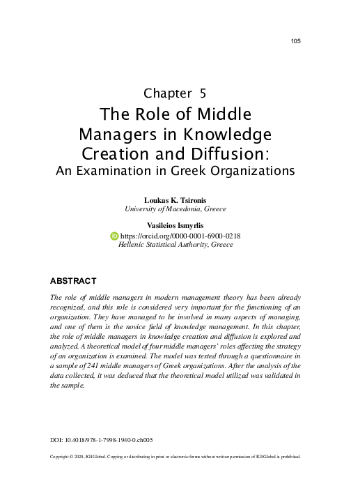 (PDF) The Role of Middle Managers in Knowledge Creation and Diffusion