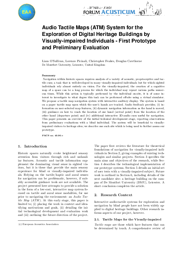 (PDF) Audio Tactile Maps (ATM) System for the Exploration of Digital ...