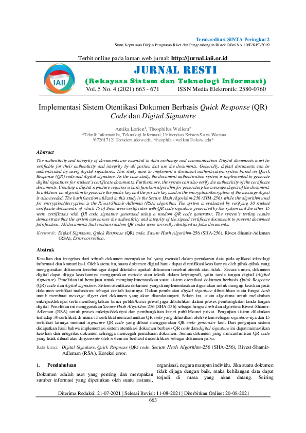 (PDF) Implementasi Sistem Otentikasi Dokumen Berbasis Quick Response ...