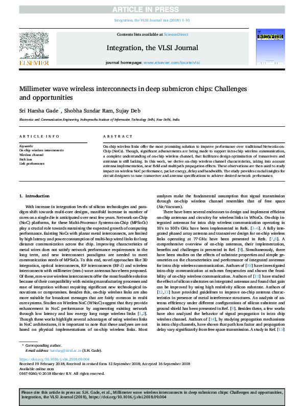 Pdf Millimeter Wave Wireless Interconnects In Deep Submicron Chips