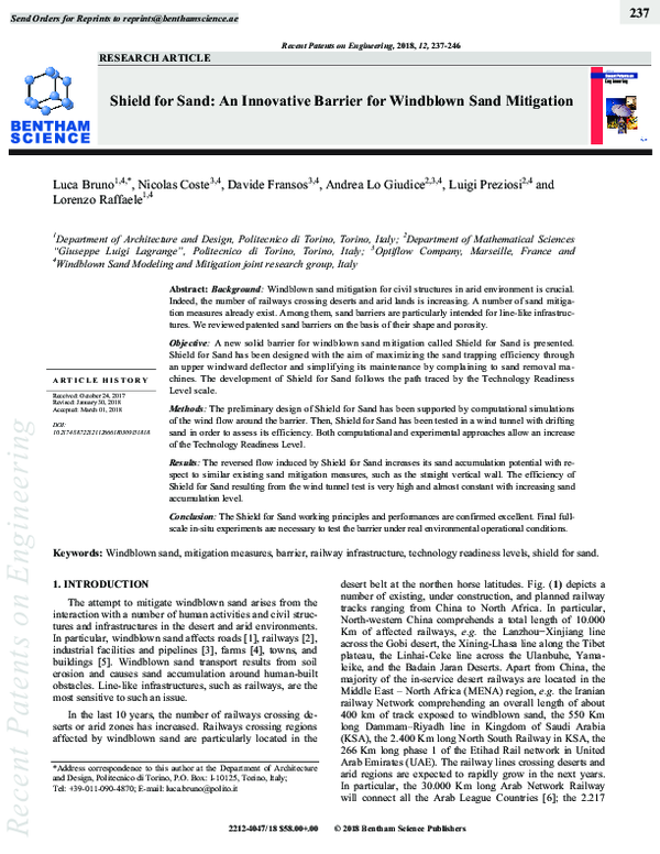 (PDF) Shield for Sand: An Innovative Barrier for Windblown Sand Mitigation