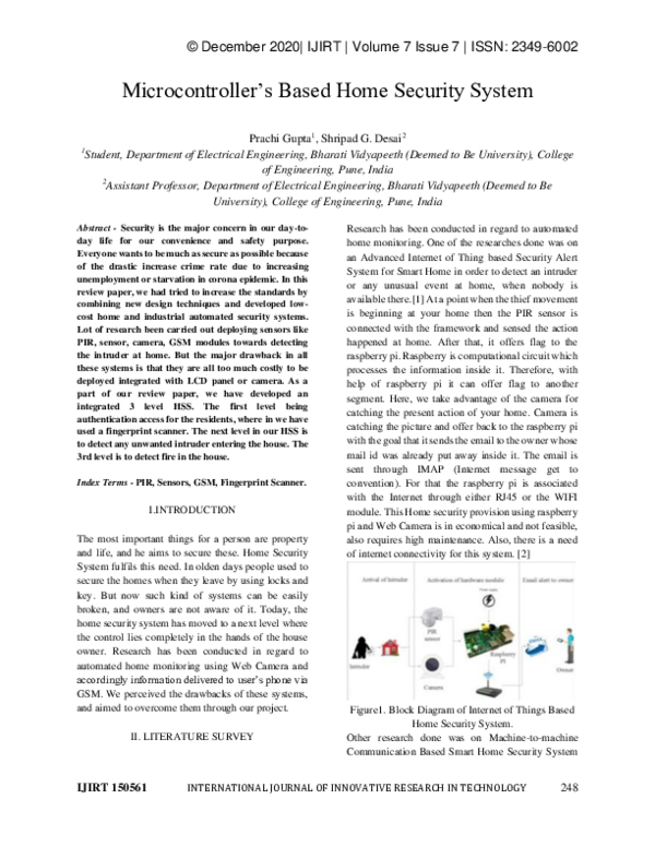 (PDF) Microcontroller's Based Home Security System