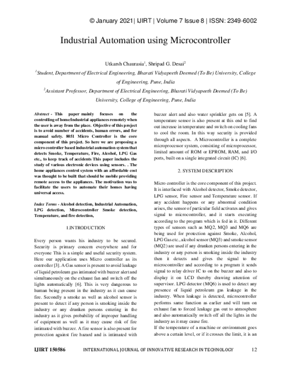 (PDF) Industrial Automation using Microcontroller