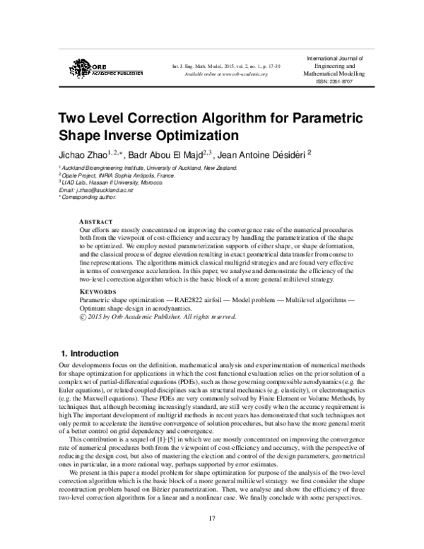 (PDF) Two Level Correction Algorithm for Parametric Shape Inverse Optimization | Badr Abou El ...