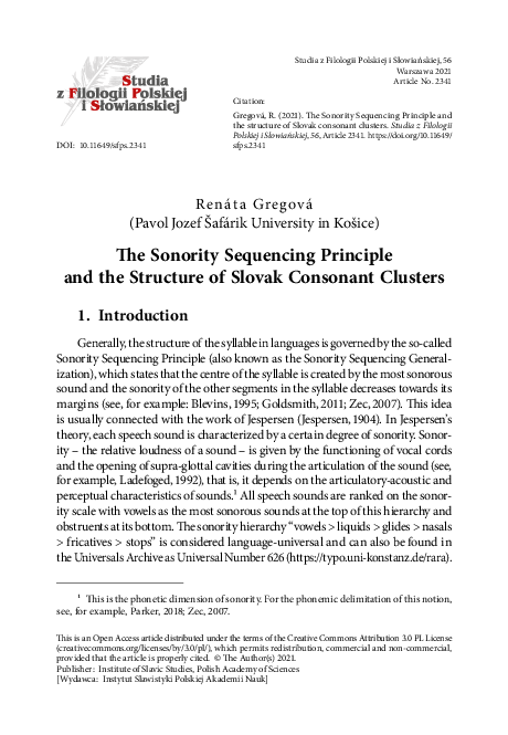 (PDF) The Sonority Sequencing Principle and the Structure of Slovak ...