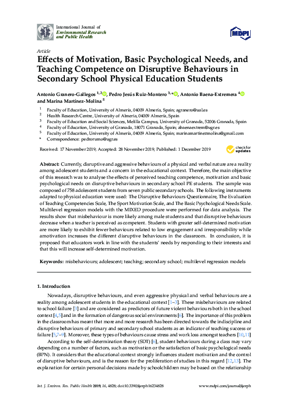 (PDF) Effects of Motivation, Basic Psychological Needs, and Teaching ...