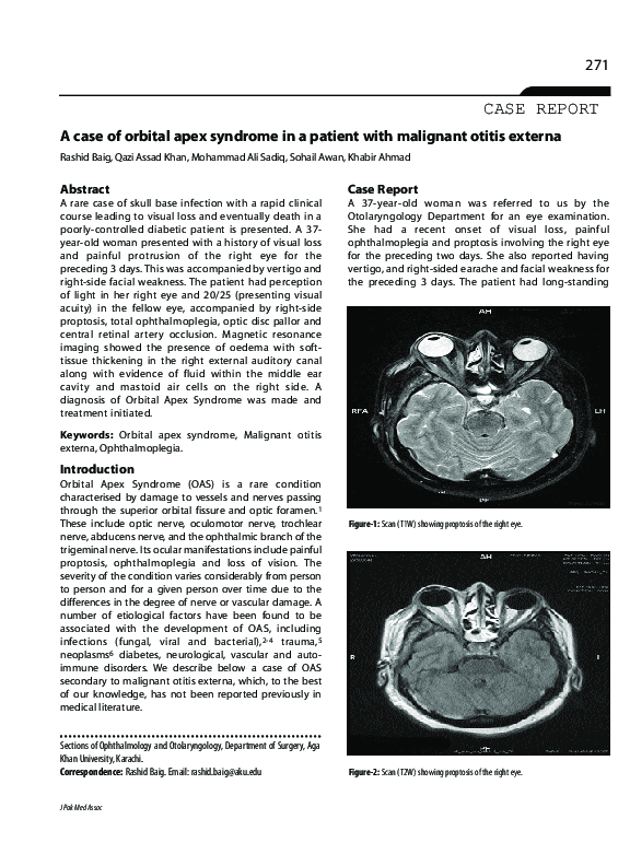 (PDF) A case of orbital apex syndrome in a patient with malignant ...