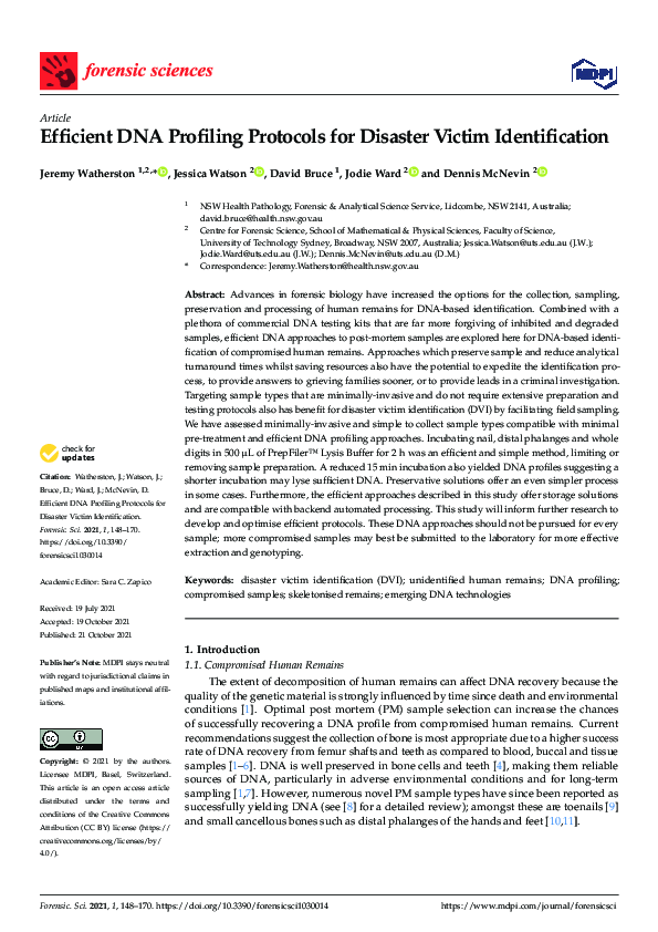 (PDF) Efficient DNA Profiling Protocols for Disaster Victim Identification