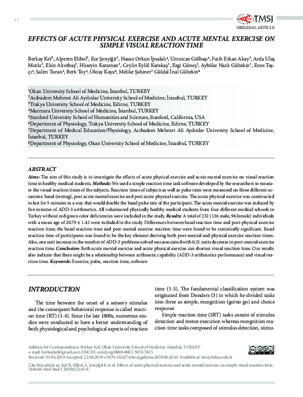 (PDF) Effects of Acute Physical Exercise and Acute Mental Exercise on ...