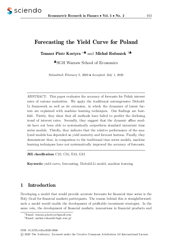 (PDF) Forecasting the Yield Curve for Poland