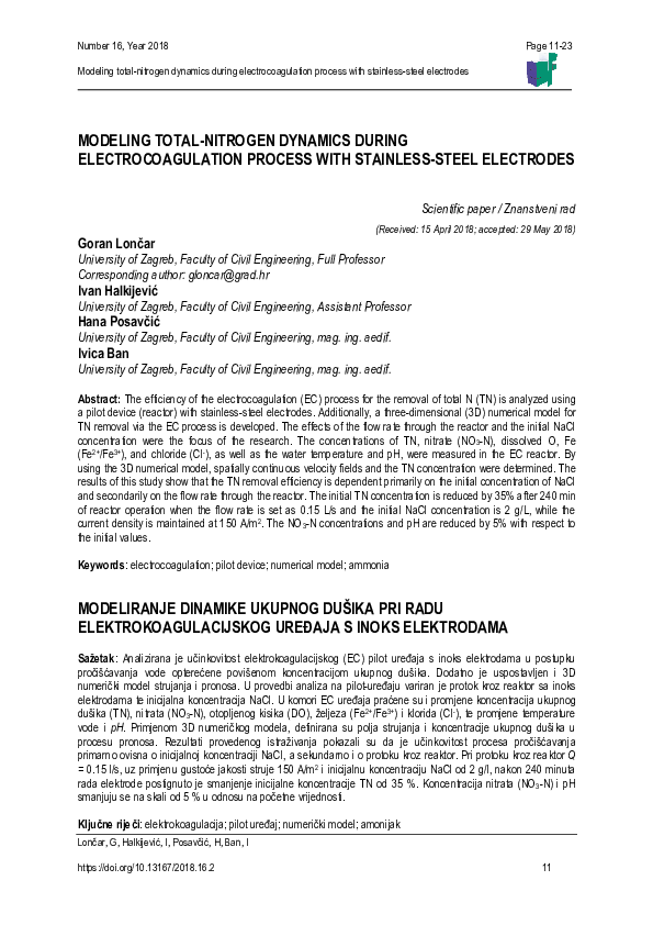 (PDF) Modeling total-nitrogen dynamics during electrocoagulation ...