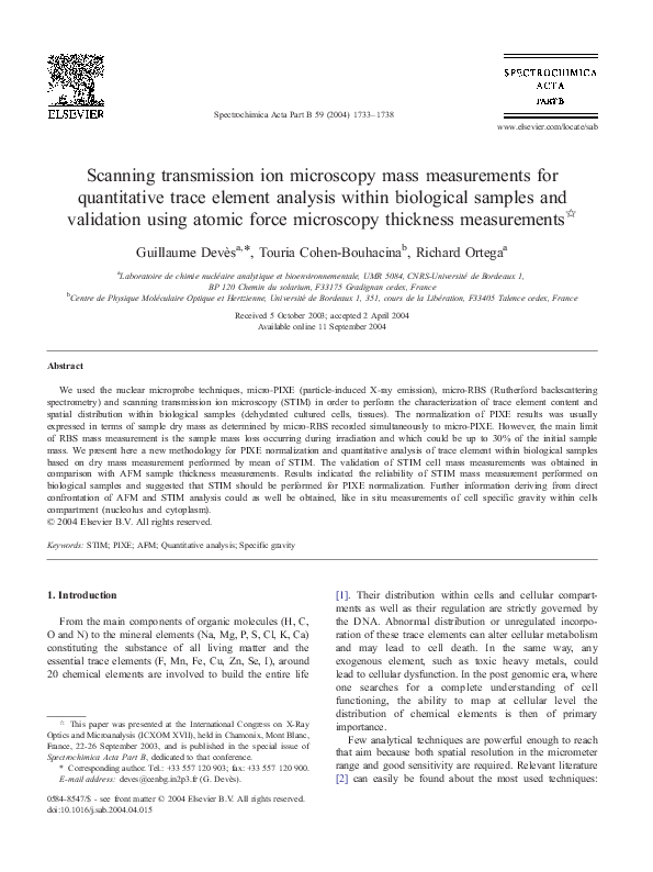 (PDF) Scanning transmission ion microscopy mass measurements for ...