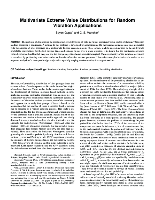 (PDF) Multivariate Extreme Value Distributions for Random Vibration Applications