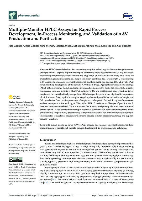 (PDF) Multiple-Monitor HPLC Assays for Rapid Process Development, In-Process Monitoring, and ...
