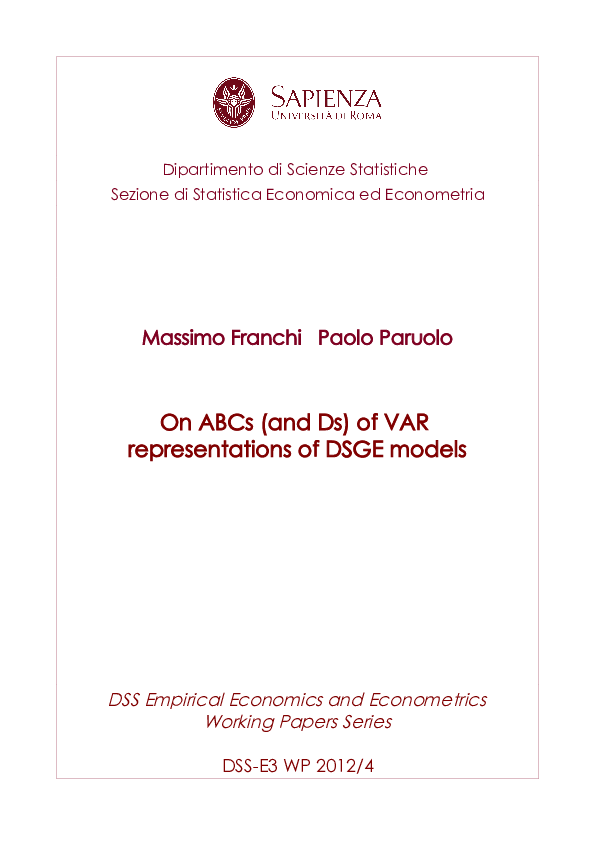 (PDF) On ABCs (and Ds) of VAR representations of DSGE models